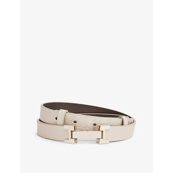 REISS Hayley Leather Belt - Stone