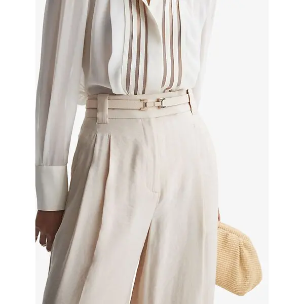 REISS Hayley Leather Belt - Stone