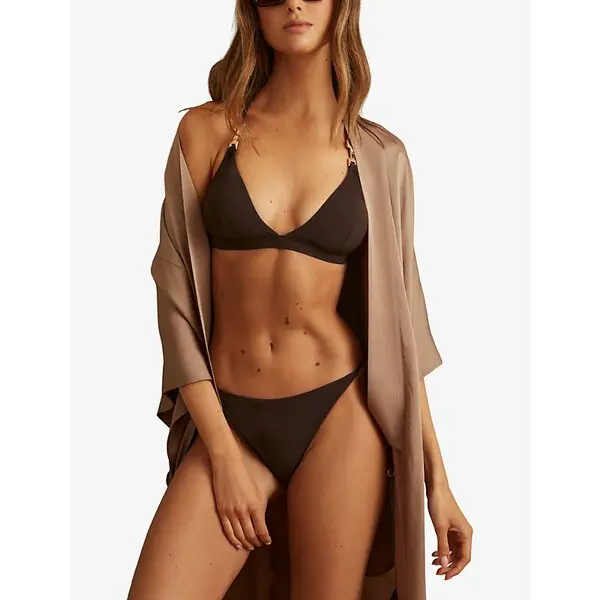 REISS Riah Side-tie Low-rise Bikini Bottom - Chocolate