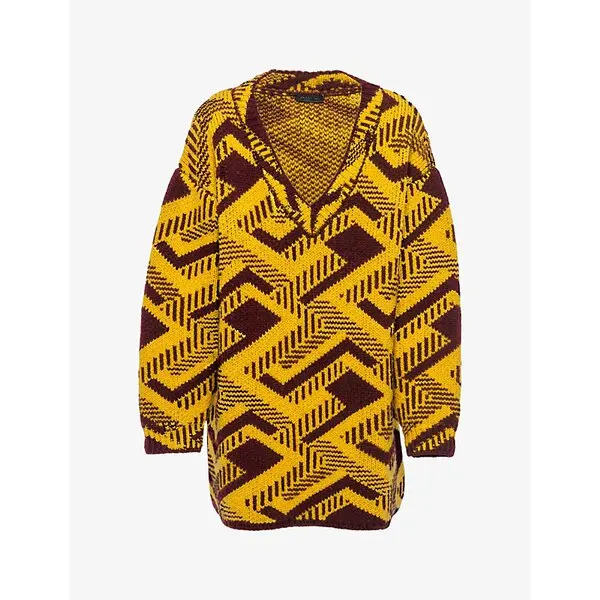 Prada Shetland Wool Geometric-pattern Jumper