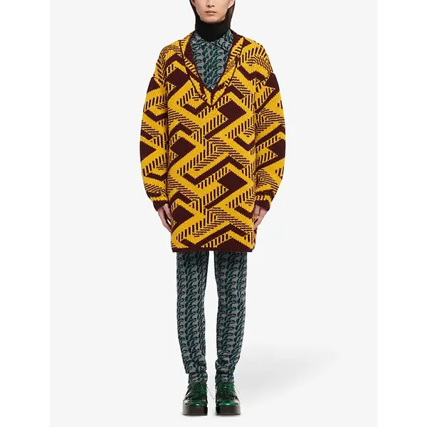 Prada Shetland Wool Geometric-pattern Jumper