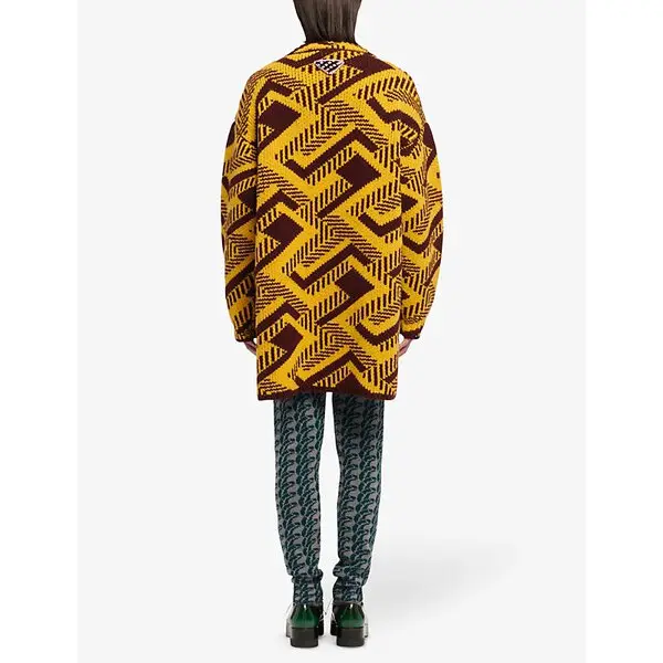 Prada Shetland Wool Geometric-pattern Jumper