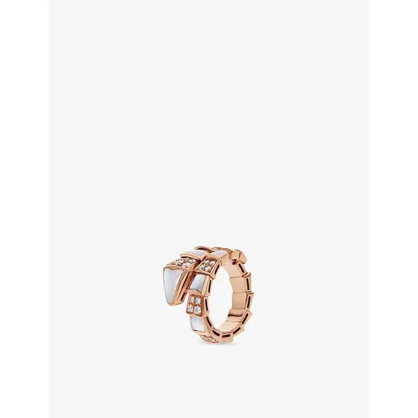 BVLGARI Serpenti Viper Ring In 18ct Rose-gold With Diamond And Mother-of-pearl - Rose Gold