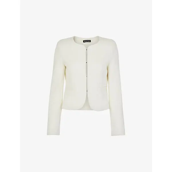 Whistles Collarless Textured Cotton-jersey Blazer