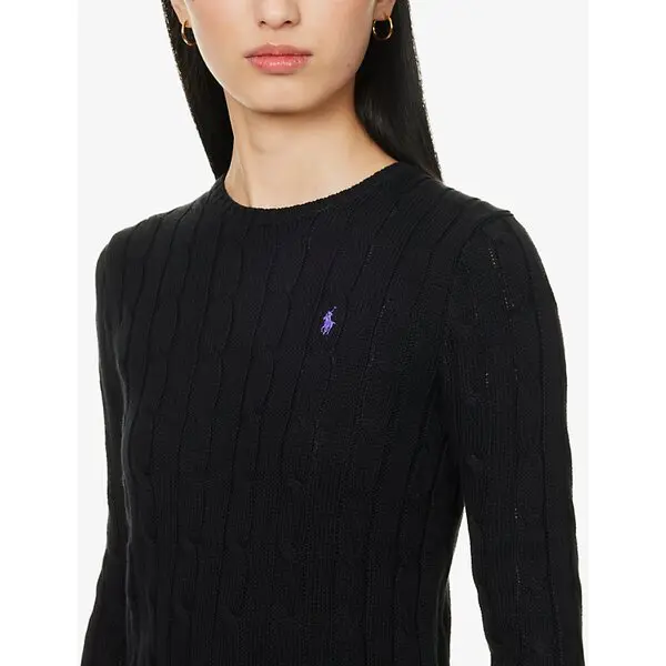 Polo Ralph Lauren Julianna Brand-embroidered Cotton-knit Jumper - Polo Black