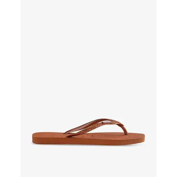 Havaianas Square Glitter Logo-embossed Rubber Flip-flops - Cerrado Orange