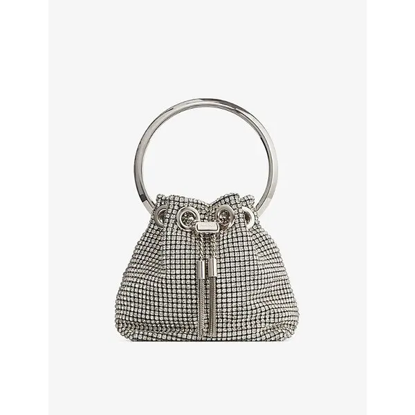 JIMMY CHOO Bon Bon Micro Crystal-embellished Top-handle Bag - Silver