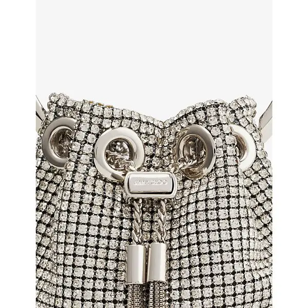 JIMMY CHOO Bon Bon Micro Crystal-embellished Top-handle Bag - Silver