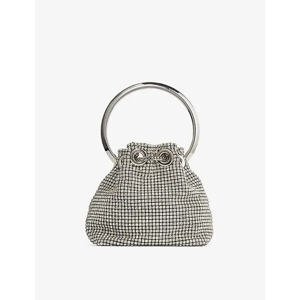 JIMMY CHOO Bon Bon Micro Crystal-embellished Top-handle Bag - Silver