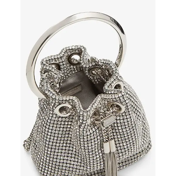 JIMMY CHOO Bon Bon Micro Crystal-embellished Top-handle Bag - Silver