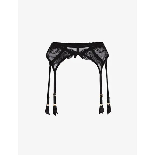 Agent Provocateur Rozlyn High-rise Lace Suspenders Xxl - Black