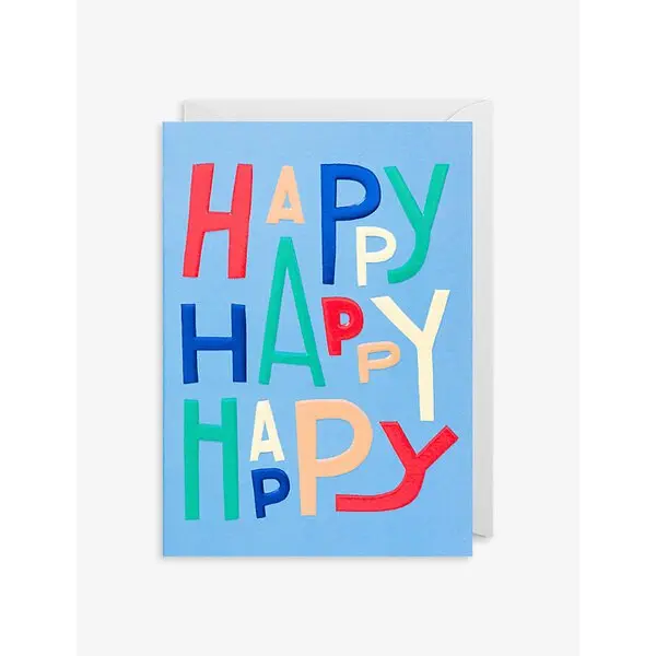 LAGOM Happy Happy Happy Greetings Card 10.9cm X 15.5cm - One-color
