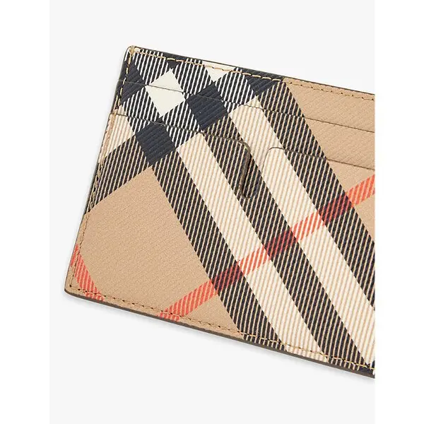 Burberry On Check-print Coated-canvas Card Holder - Sand