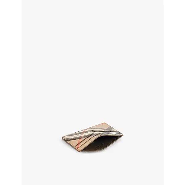 Burberry On Check-print Coated-canvas Card Holder - Sand