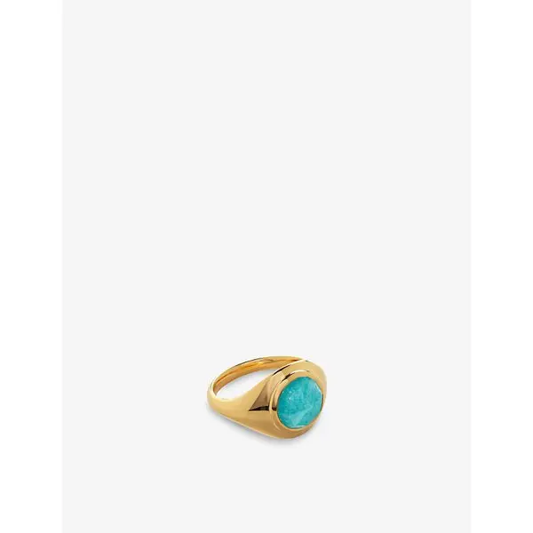 Monica Vinader Eclipse Amazonite Signet Ring - Yellow Gold