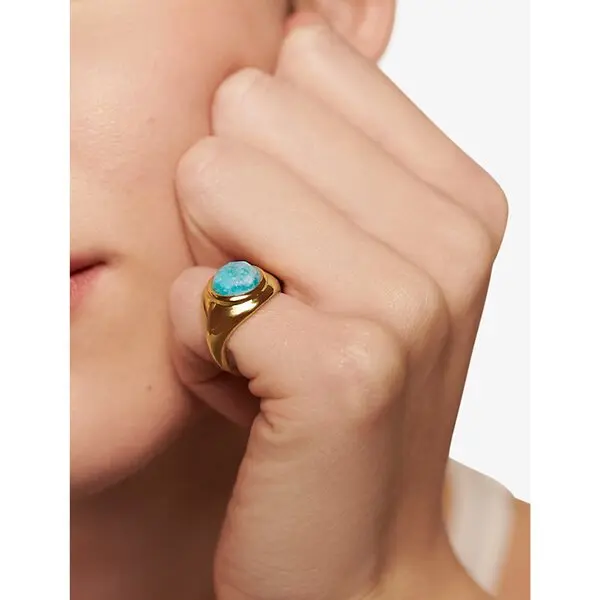 Monica Vinader Eclipse Amazonite Signet Ring - Yellow Gold