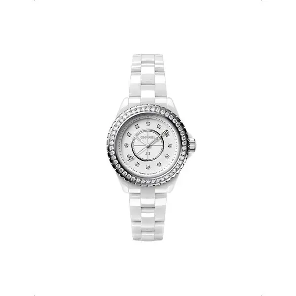 Chanel J12 Steel, Ceramic And Diamond Quartz Watch - White