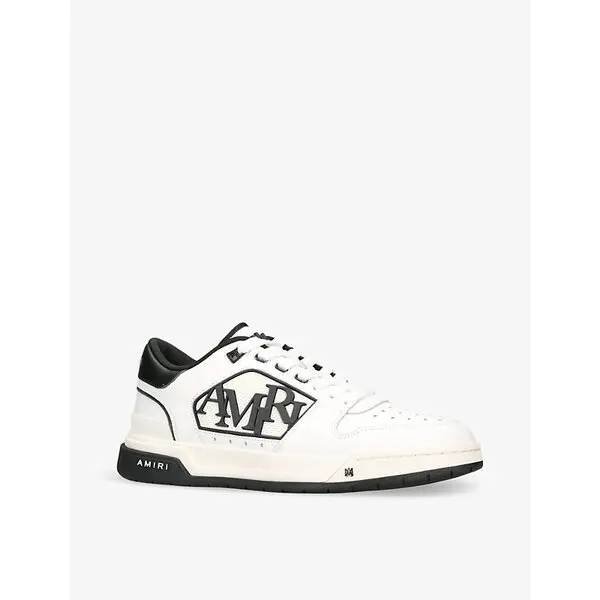 Amiri Classic Logo-embellished Leather Low-top Trainers - White/blk
