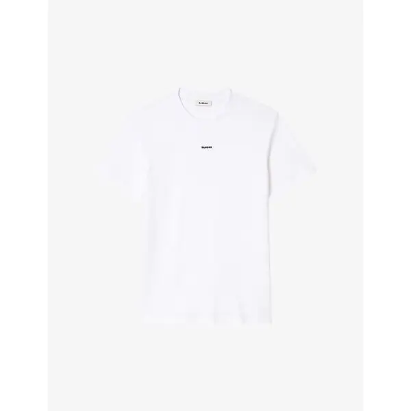 Sandro Logo-embroidered Short-sleeves Cotton-jersey T-shirt - Naturels