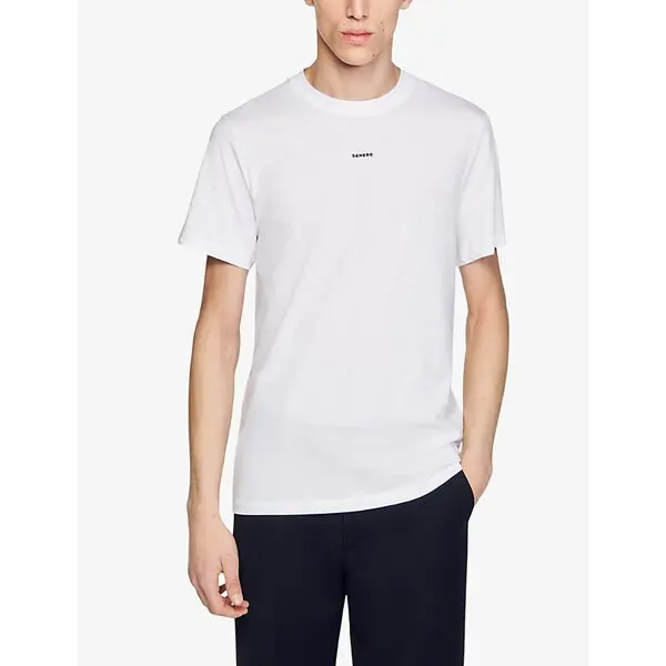 Sandro Logo-embroidered Short-sleeves Cotton-jersey T-shirt - Naturels