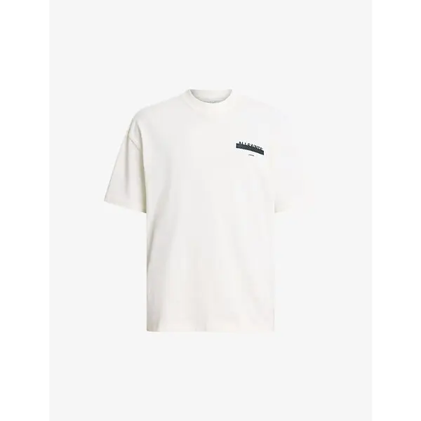 ALLSAINTS Redact Embroidered-box Cotton T-shirt - Ashen White