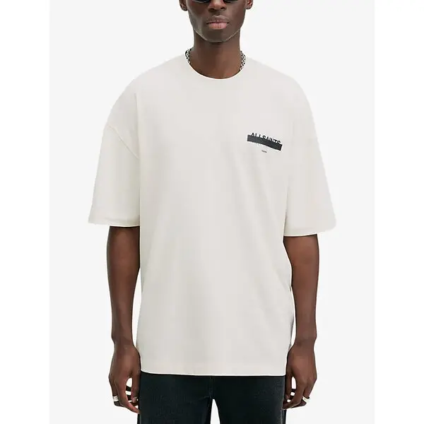 ALLSAINTS Redact Embroidered-box Cotton T-shirt - Ashen White