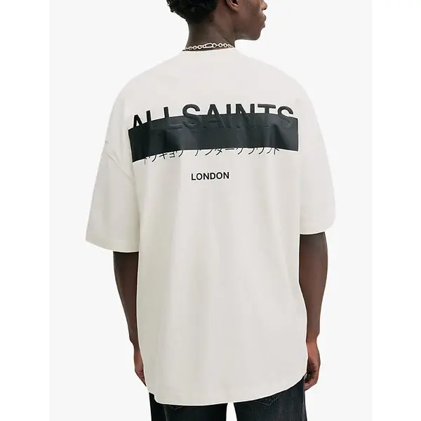 ALLSAINTS Redact Embroidered-box Cotton T-shirt - Ashen White