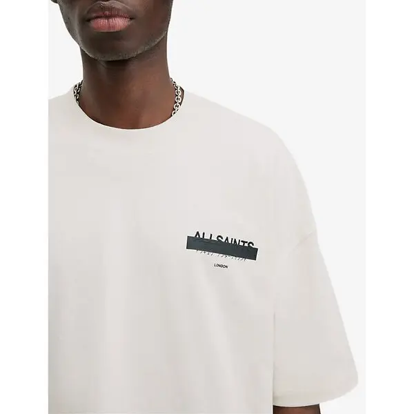ALLSAINTS Redact Embroidered-box Cotton T-shirt - Ashen White
