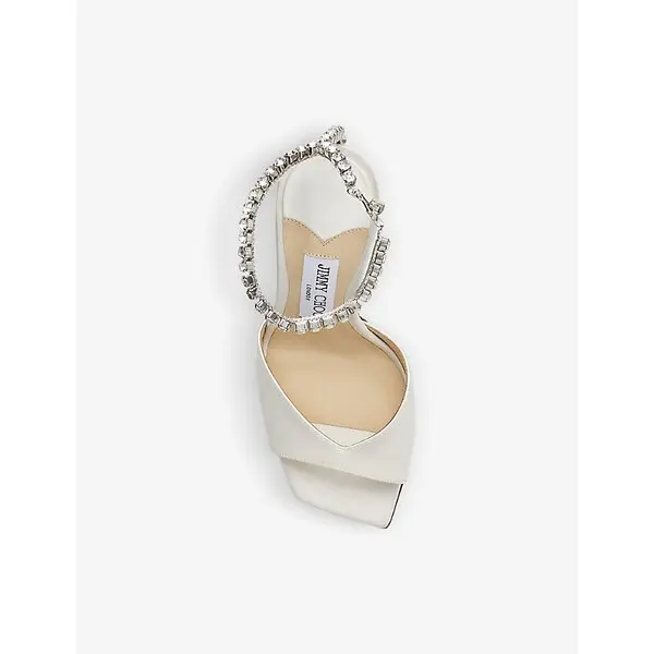 JIMMY CHOO Saeda Crystal-embellished Satin Courts - Ivory/crystal