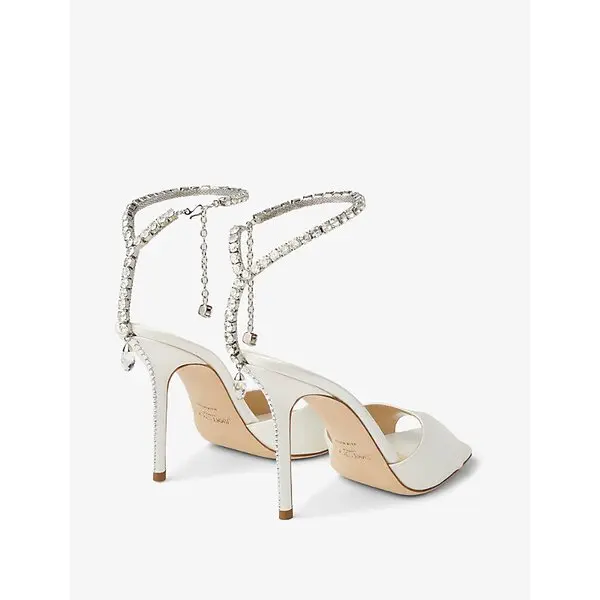JIMMY CHOO Saeda Crystal-embellished Satin Courts - Ivory/crystal