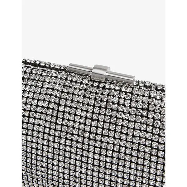 REISS Adaline Crystal-embellished Woven Clutch - Silver