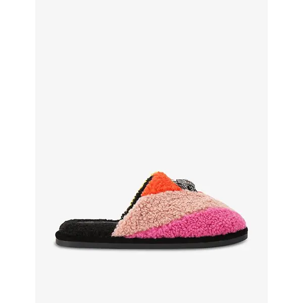 Kurt Geiger Kensington Striped Faux-shearling Slippers