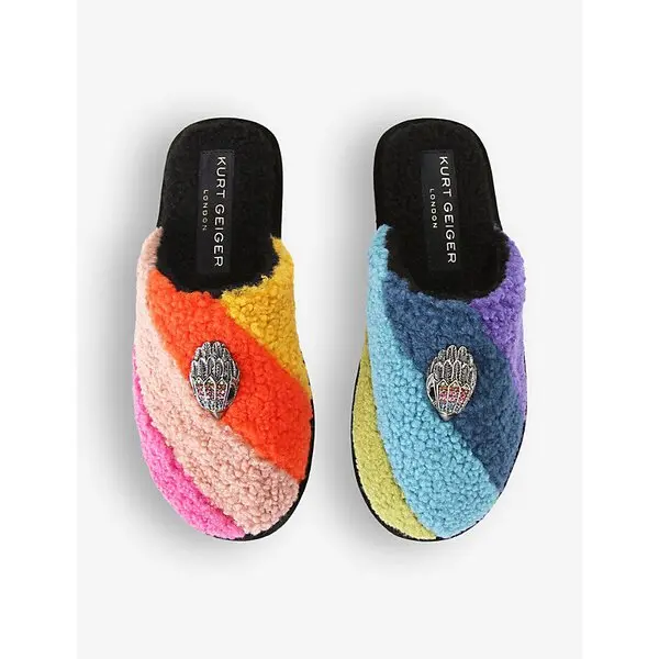 Kurt Geiger Kensington Striped Faux-shearling Slippers