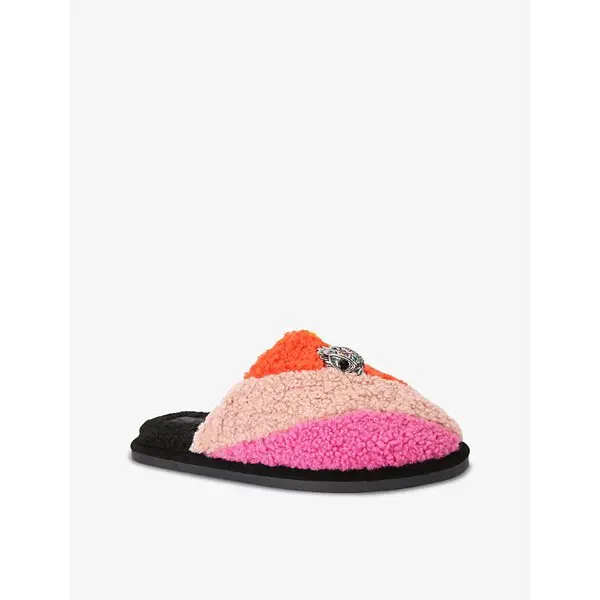 Kurt Geiger Kensington Striped Faux-shearling Slippers