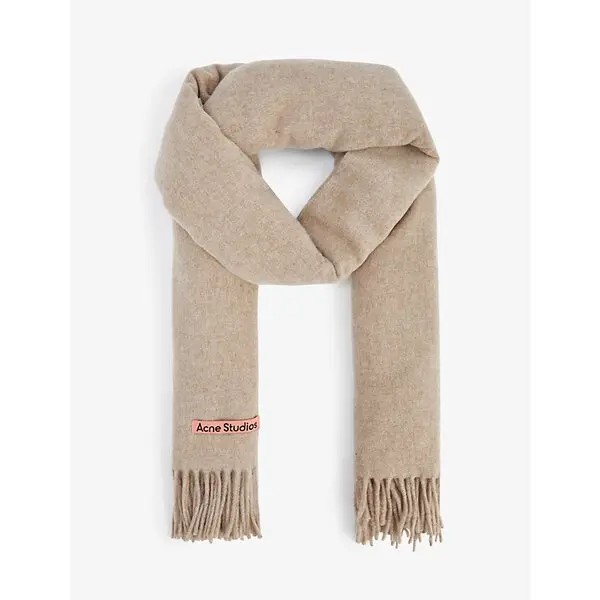 Acne Studios Canada New Fringed Wool Scarf - Oatmeal Melange