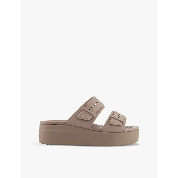 CROCS Brooklyn Buckle Low-wedge Rubber Sandals
