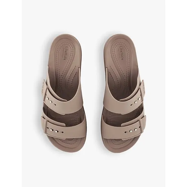 CROCS Brooklyn Buckle Low-wedge Rubber Sandals