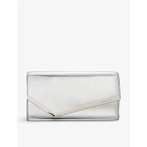 JIMMY CHOO Emmie Mirrored-fabric Clutch - Silver