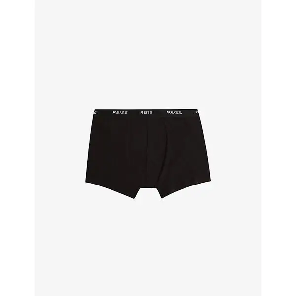 REISS Pack Of Three Heller Stretch Cotton Boxers - Black