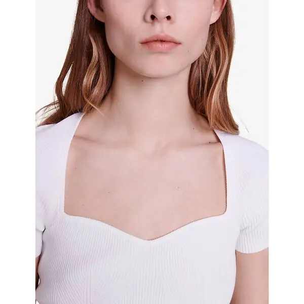 Maje Moka Short-sleeved Sweater - Blanc