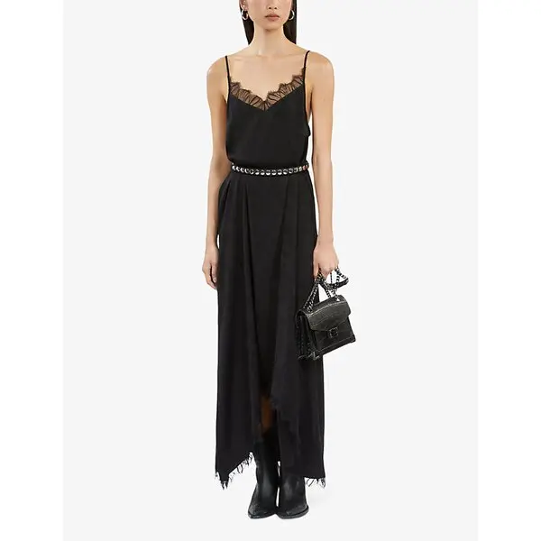 The Kooples Lace Trim Relaxed-Fit Woven Midi Dress In Black - 42% Off |  Editorialist