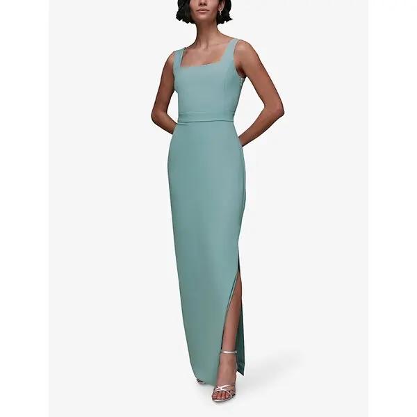 Whistles Mila Square Neck Maxi Dress Sage Green Size 2