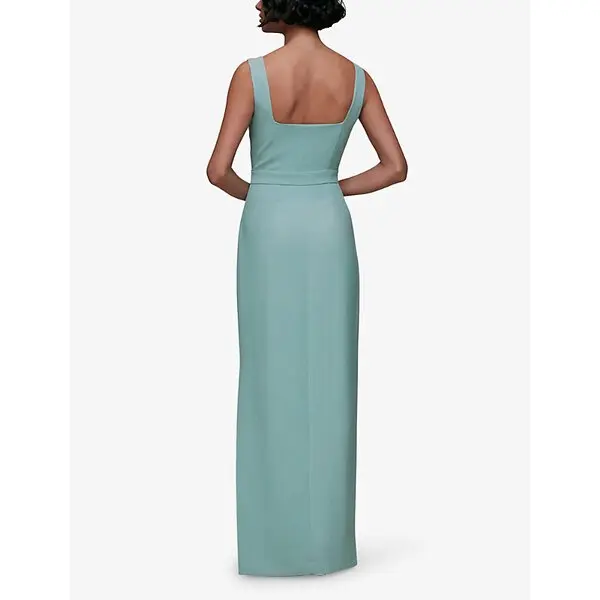 Whistles Mila Square Neck Maxi Dress Sage Green Size 2