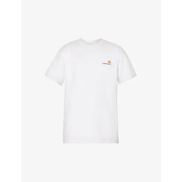Carhartt Work In Progress American Script Logo-embroidered Cotton-jersey T-shirt - White