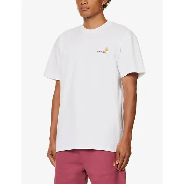 Carhartt Work In Progress American Script Logo-embroidered Cotton-jersey T-shirt - White
