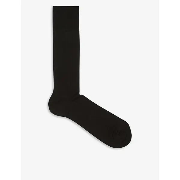 REISS Fela Ribbed Stretch-cotton Socks - Black