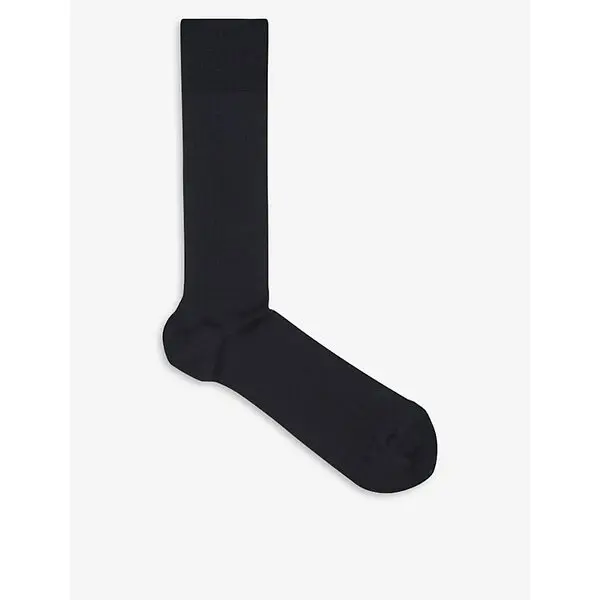 REISS Fela Ribbed Stretch-cotton Socks - Navy
