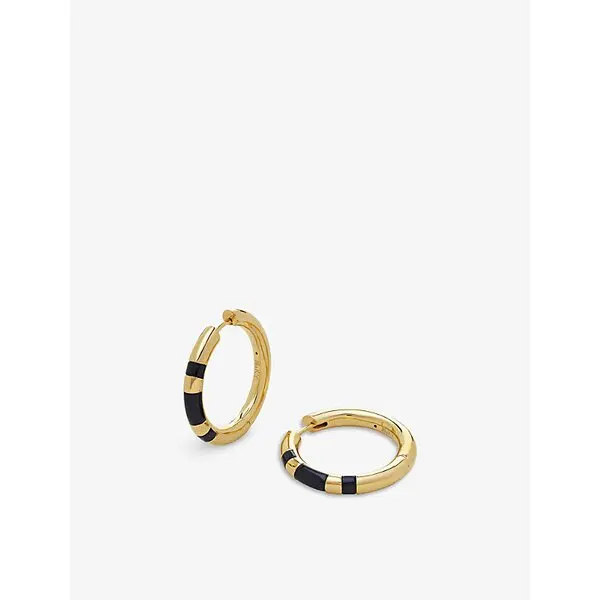 Monica Vinader X Kate Young 18ct-plated Hoop Earrings With Black Onyx - Yellow Gold