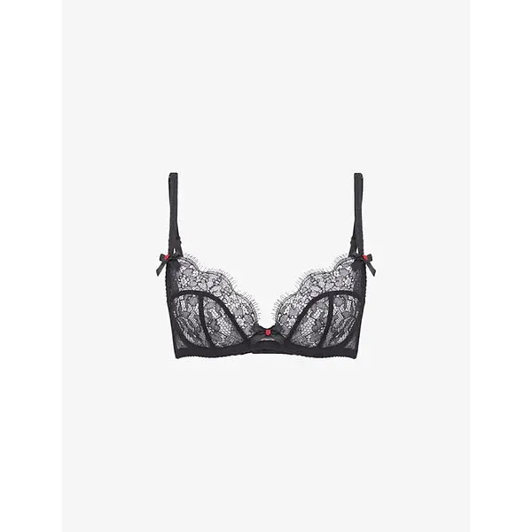 Agent Provocateur Lorna Bow-embellished Lace Bra - Black