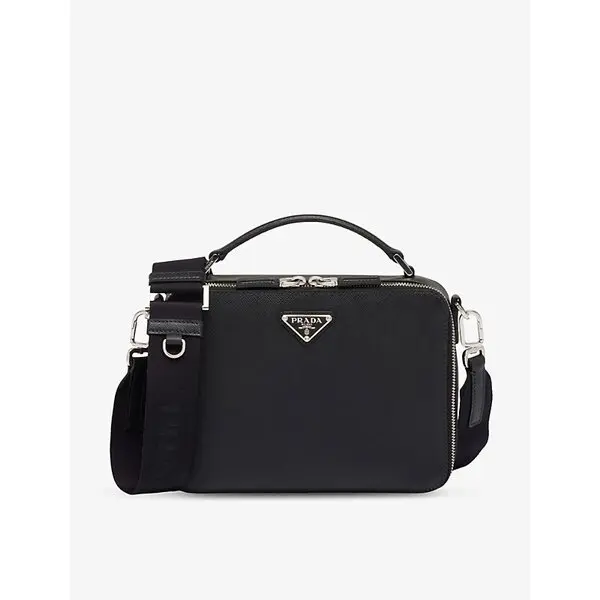 Prada Brique Medium Saffiano-leather Bag - Black